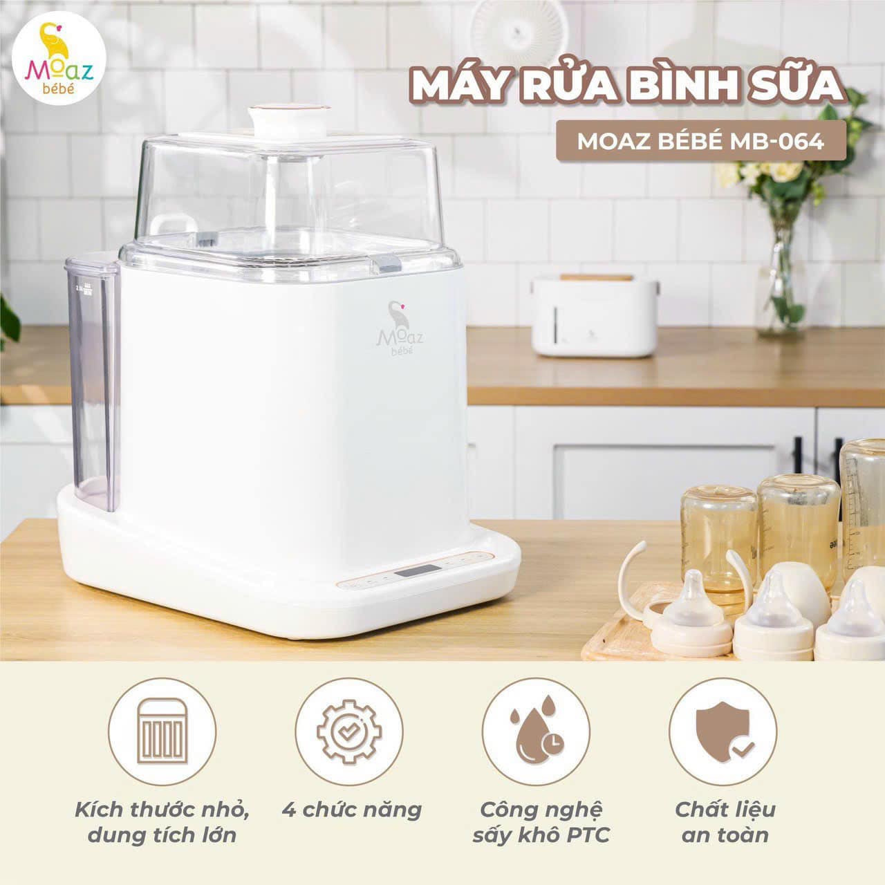 Máy rửa bình sữa Moaz BéBé MB-064 – Sóc Baby Store